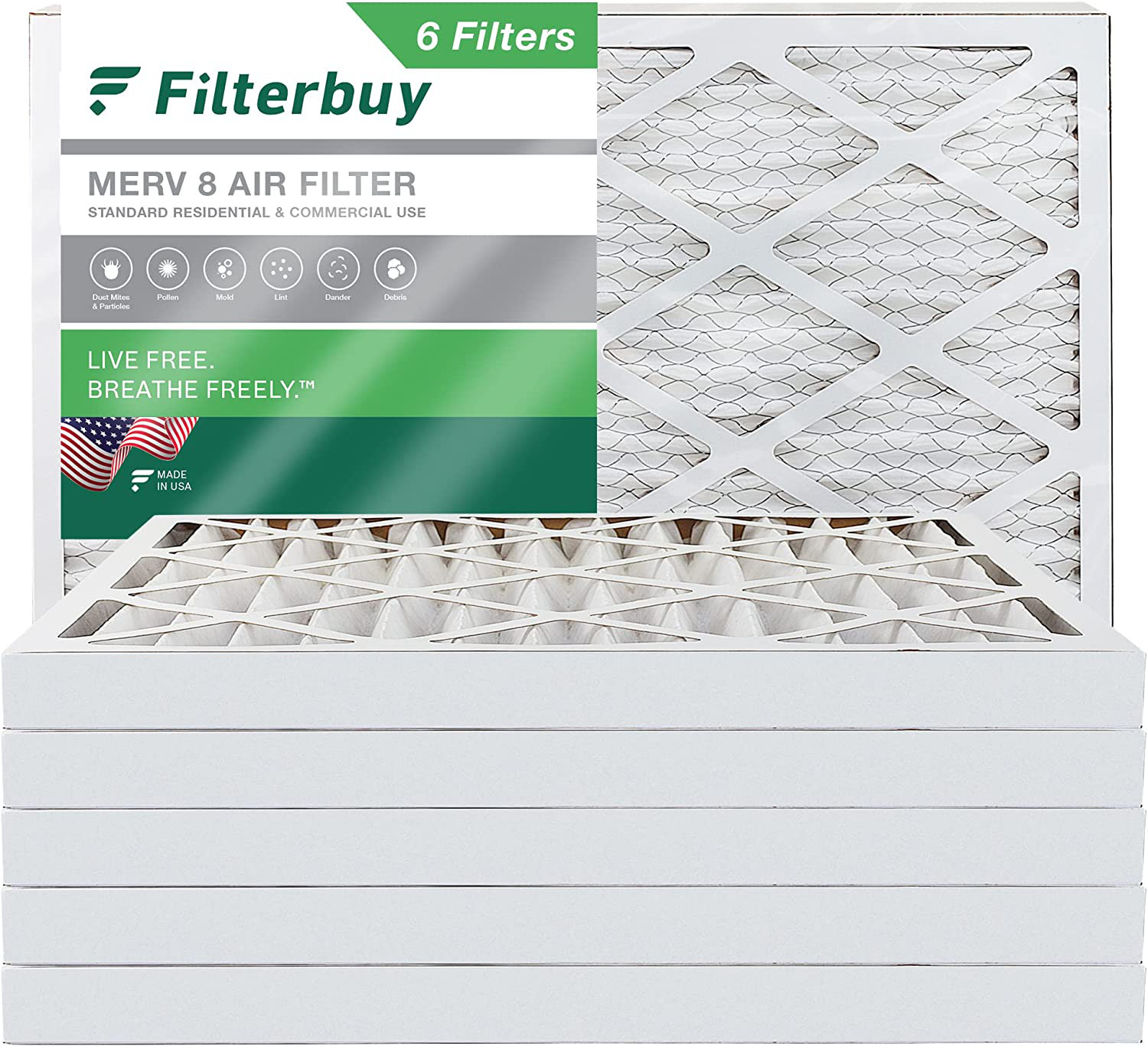 Filterbuy 10 X 20 X 2 Air Filter MERV 8 Pleated HVAC AC Furnace Filterbuy 10 X 20 X 2 Air Filter MERV 8 Pleated HVAC AC Furnace