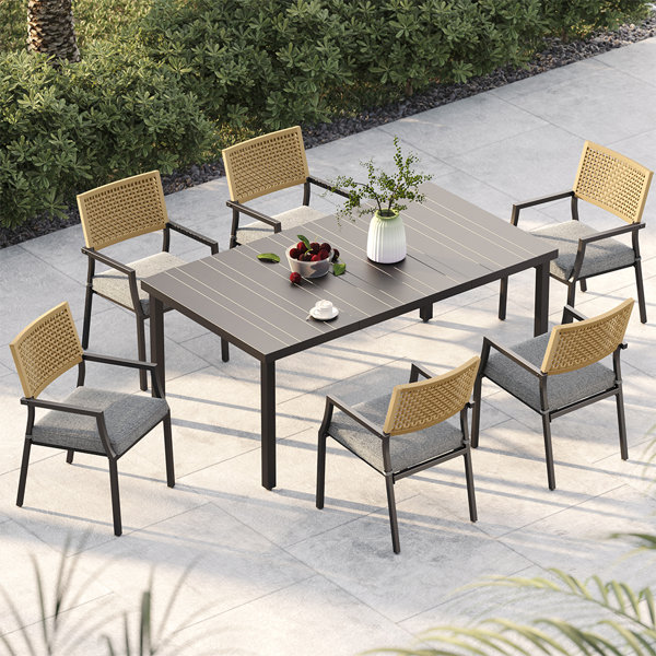 Joss & Main Aiden 6-Person Steel Outdoor Dining Sets With Cushion ...