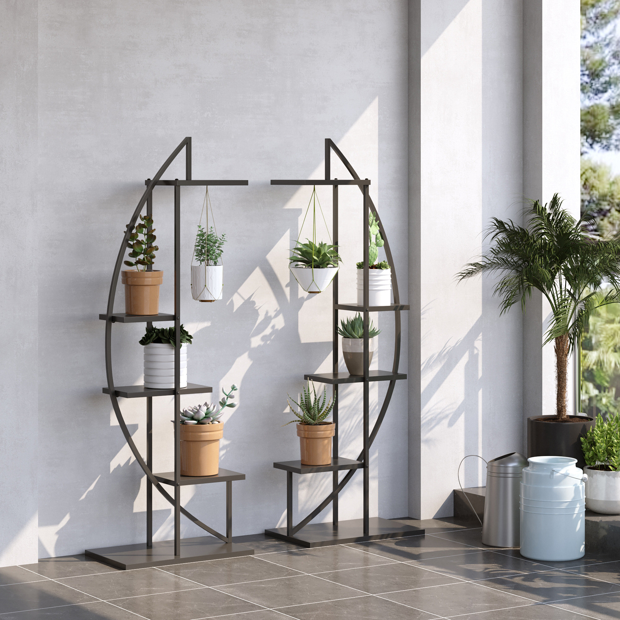 Latitude Run® Half Moon 2 Piece Plant Stand Set | Wayfair
