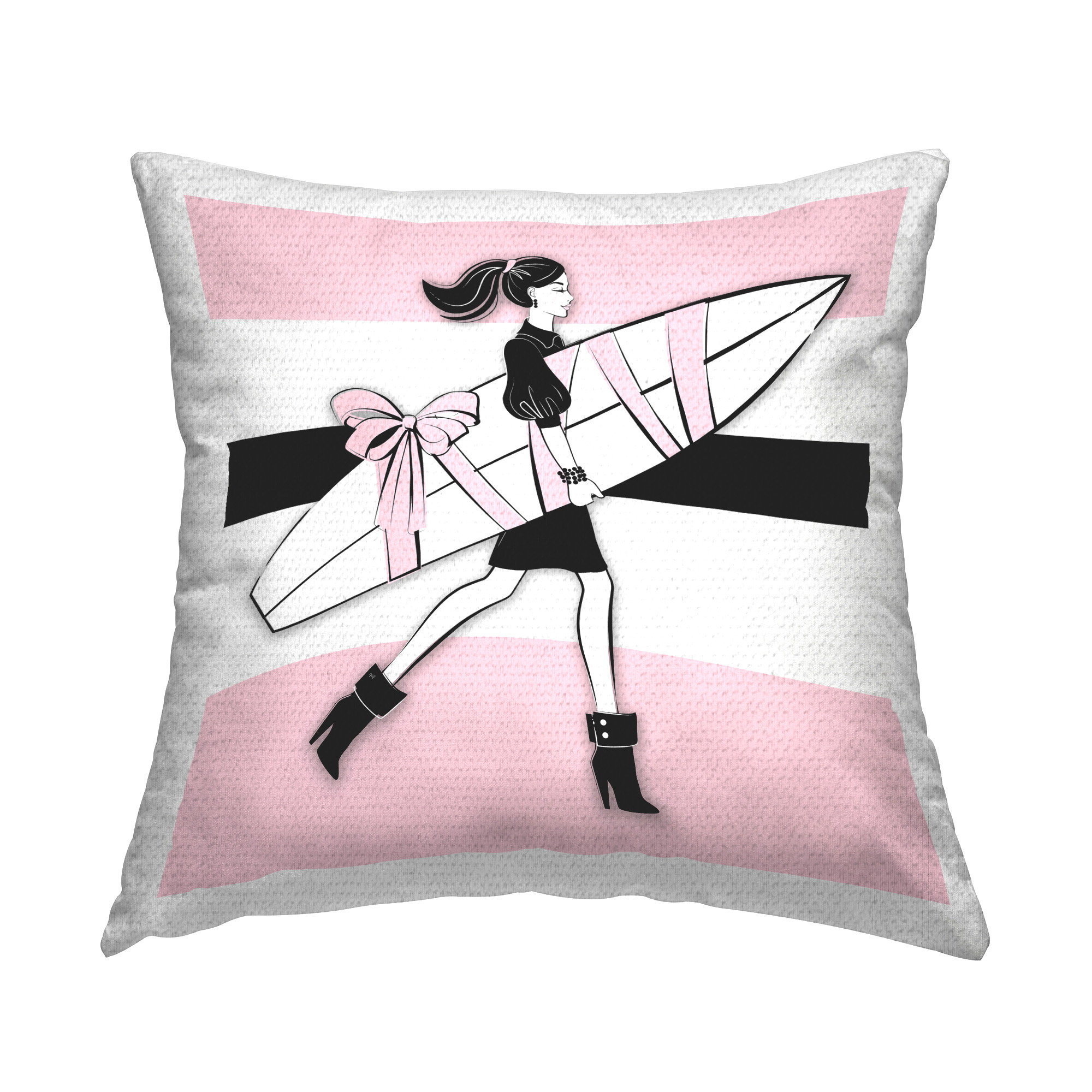 Stupell Industries Glam Girl With Surfboard Printed Outdoor Throw ...