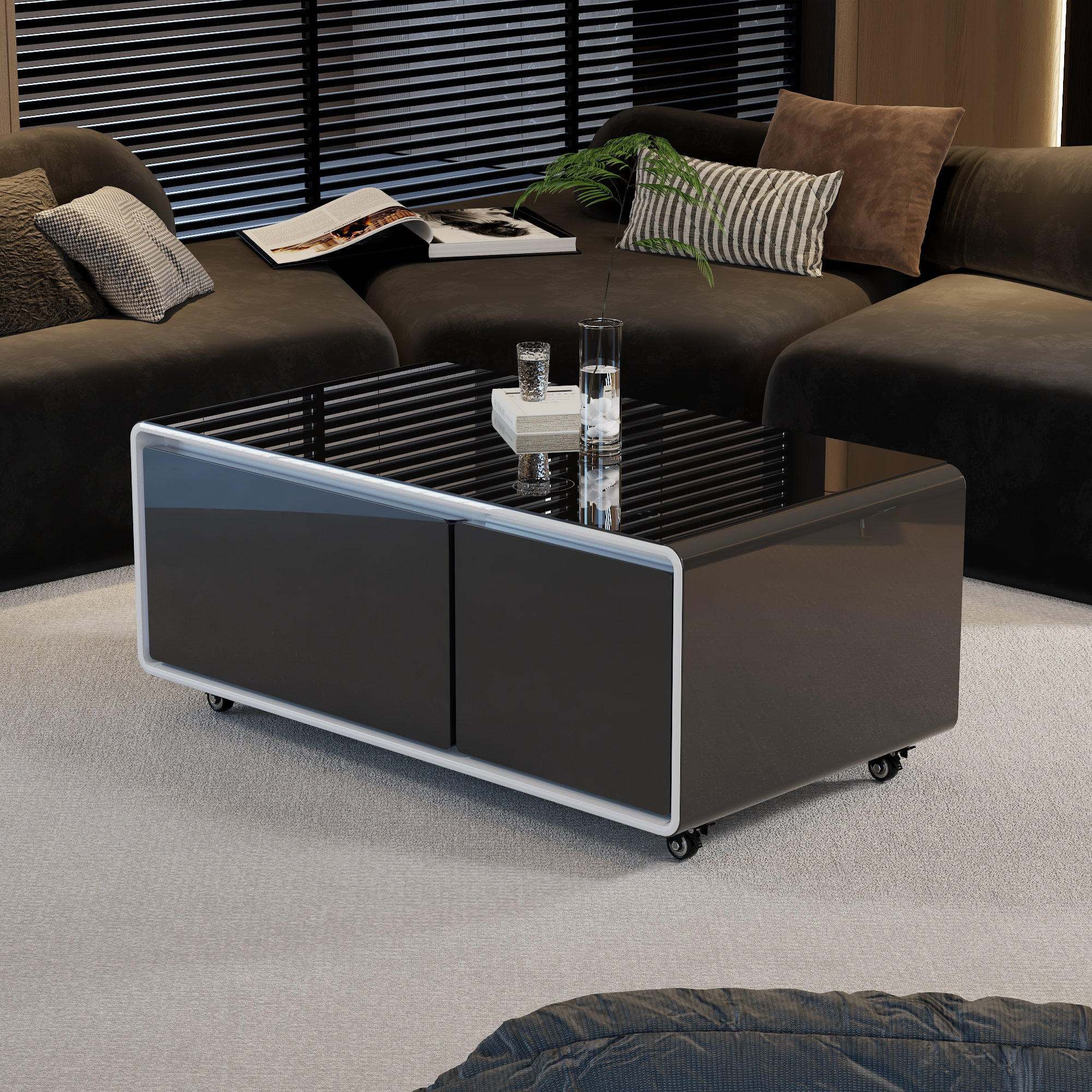 Brayden Studio Cullyn 93L Fridge Coffee Table Smart Cocktail Tables ...