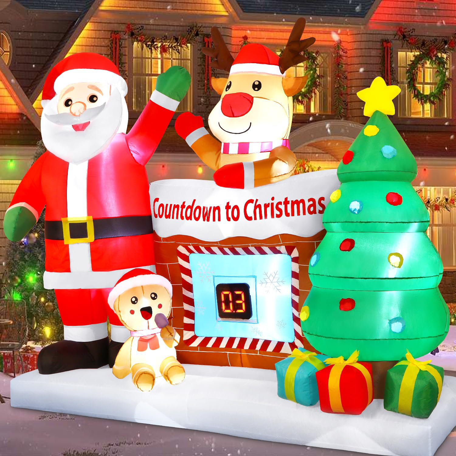 The Holiday Aisle® 8FT Christmas Inflatable with LED Countdown Clock ...
