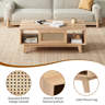 George Oliver Mid Century Modern Square Coffee Table with Rattan Drawer ...