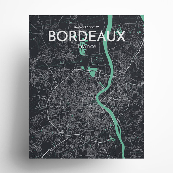 17 Stories Bordeaux France City Map On Paper Print | Wayfair