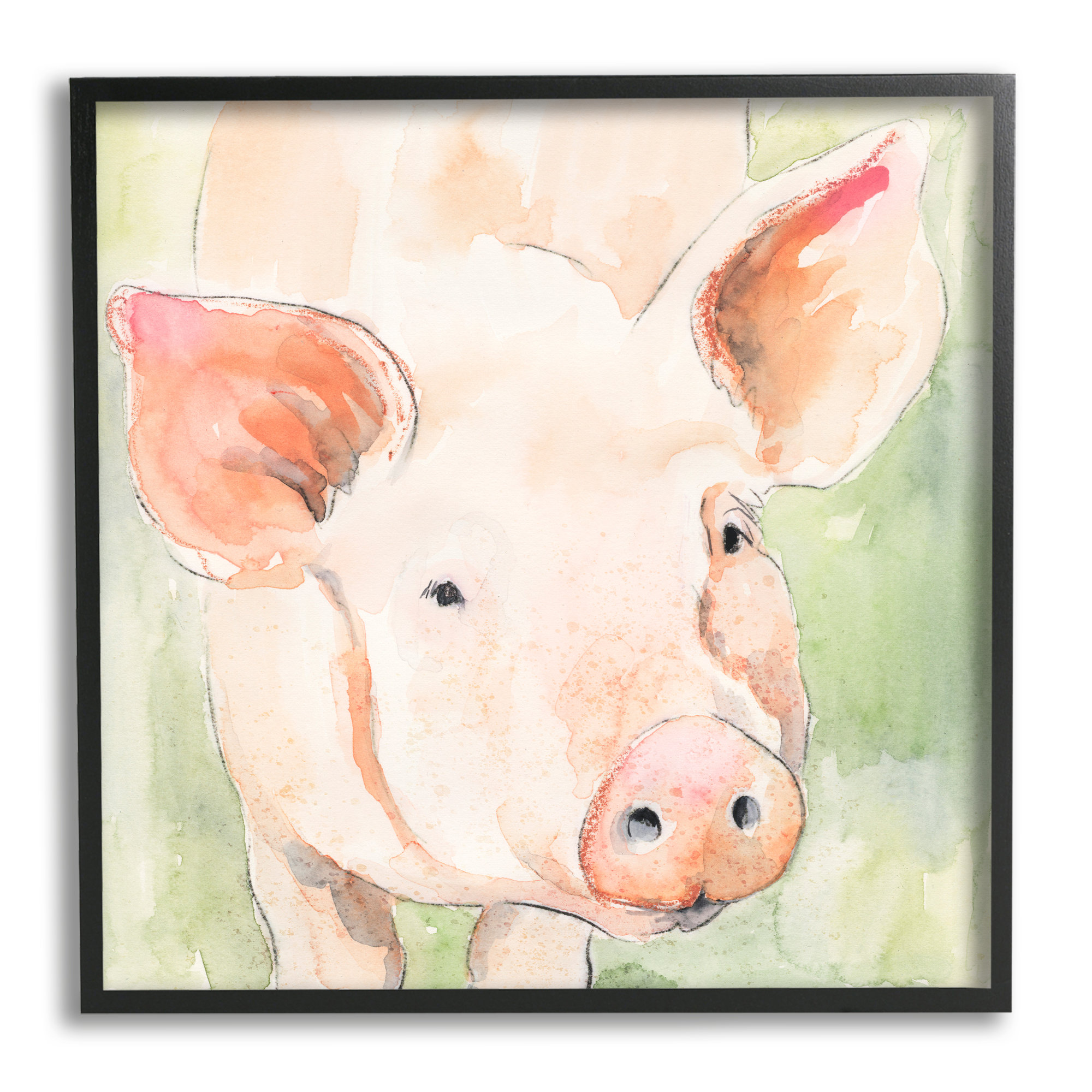 Stupell Industries Ax-593-Giclee Modern Pig Framed On Wood by Victoria ...