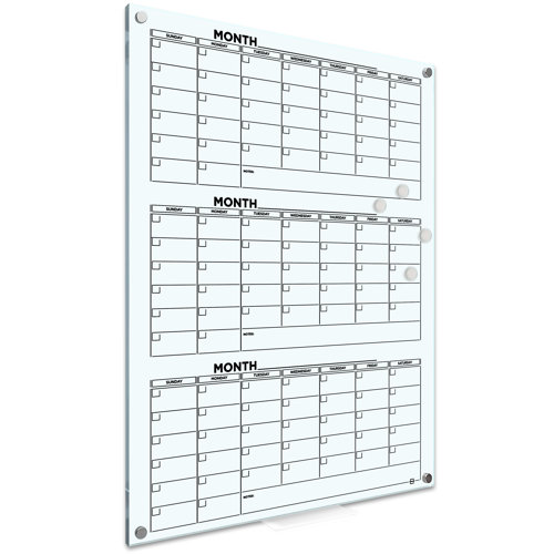 Scribbledo Wall Mounted Monthly Glass Calendar 34" x46" | Wayfair