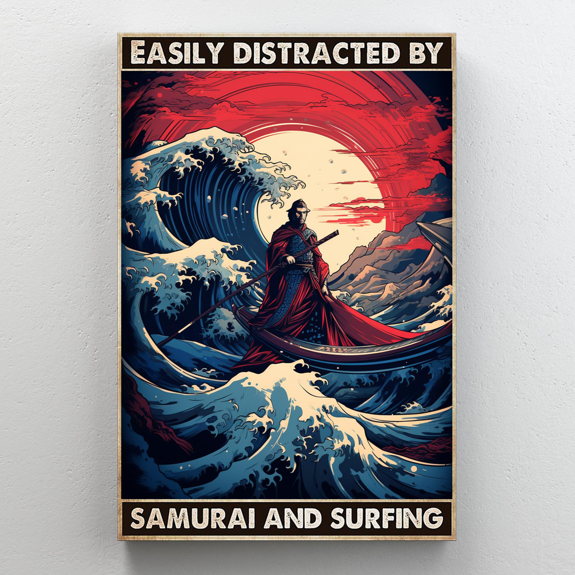 Trinx Easily Distracted Bay Samurai And Surfing On Canvas Graphic Art ...