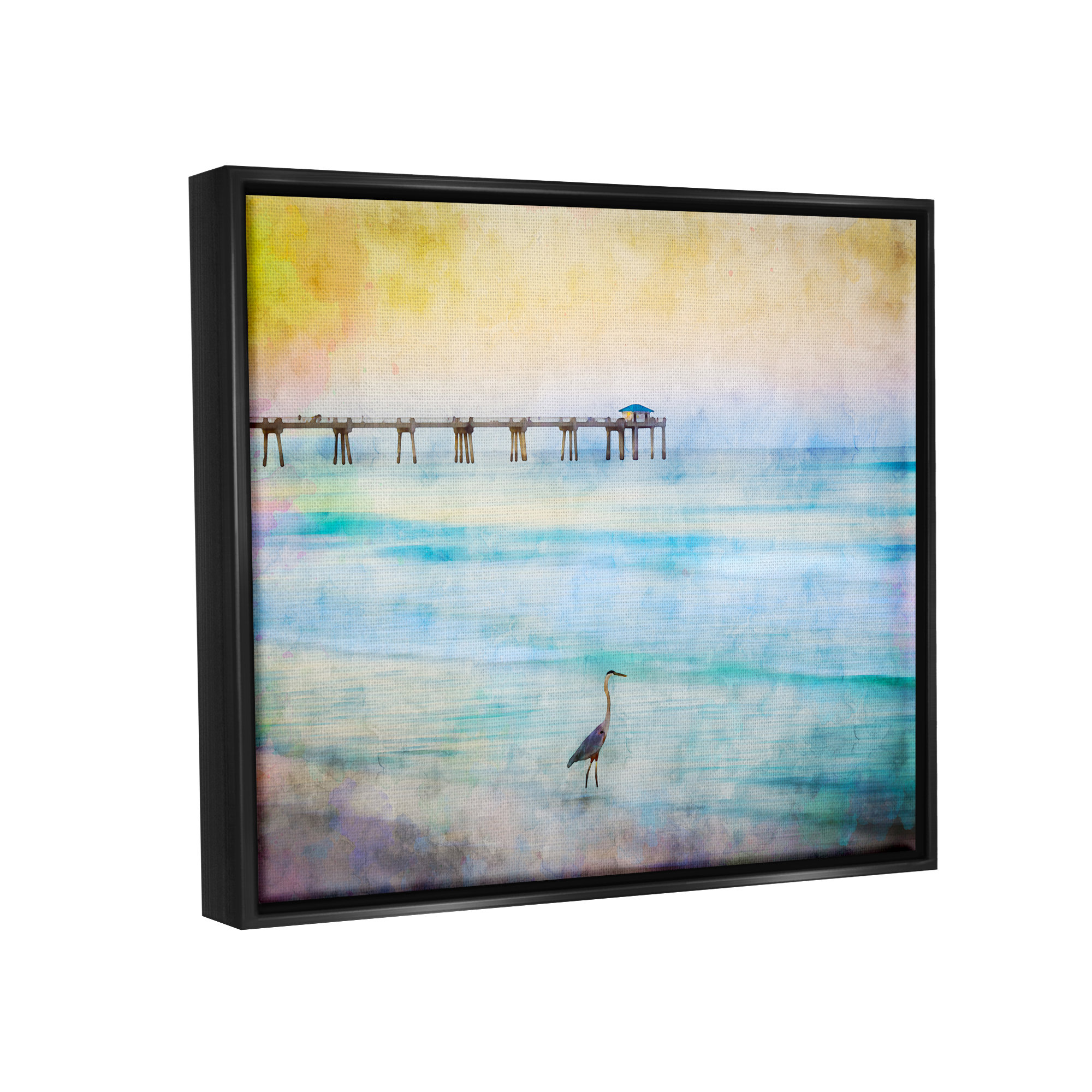 Highland Dunes Abstract Heron On Shore Framed On Canvas by Daniel ...