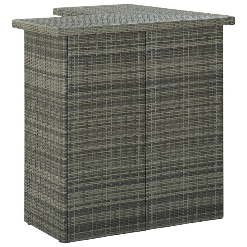 Benjara Shiro Outdoor Modular Corner Bar Table, 3 Shelf, Gray Rattan ...