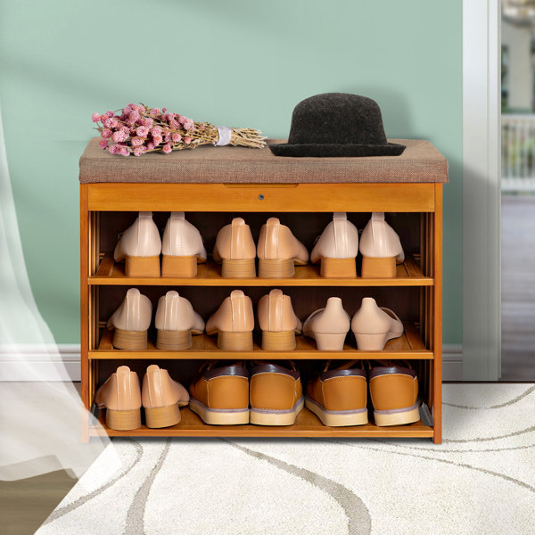 MoNiBloom 3 Tiers 9 Pairs Shoes Changing Stool Bench, Storage with ...