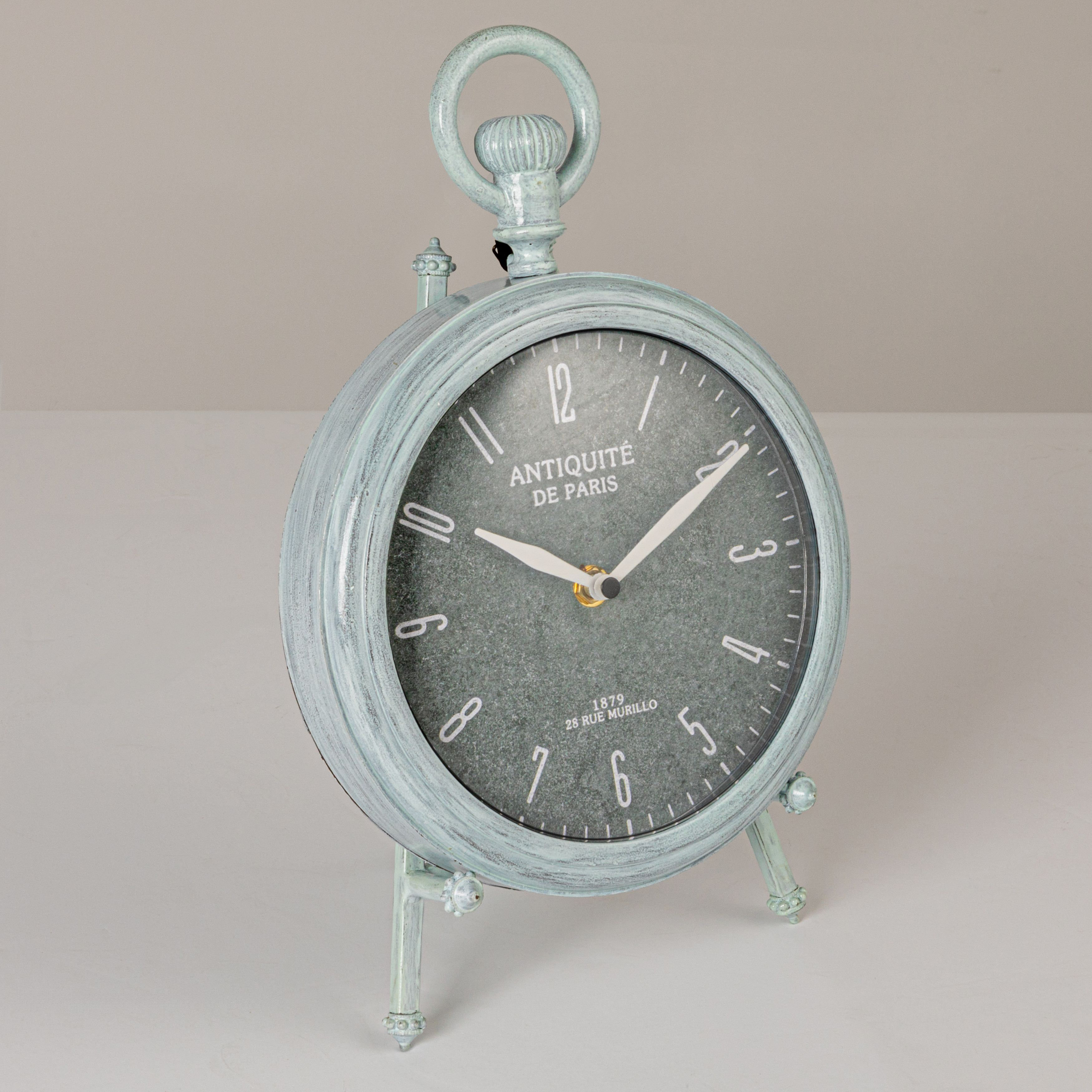 Lark Manor Antique White Mantel Clock With Pewter Finish And Iron Base ...