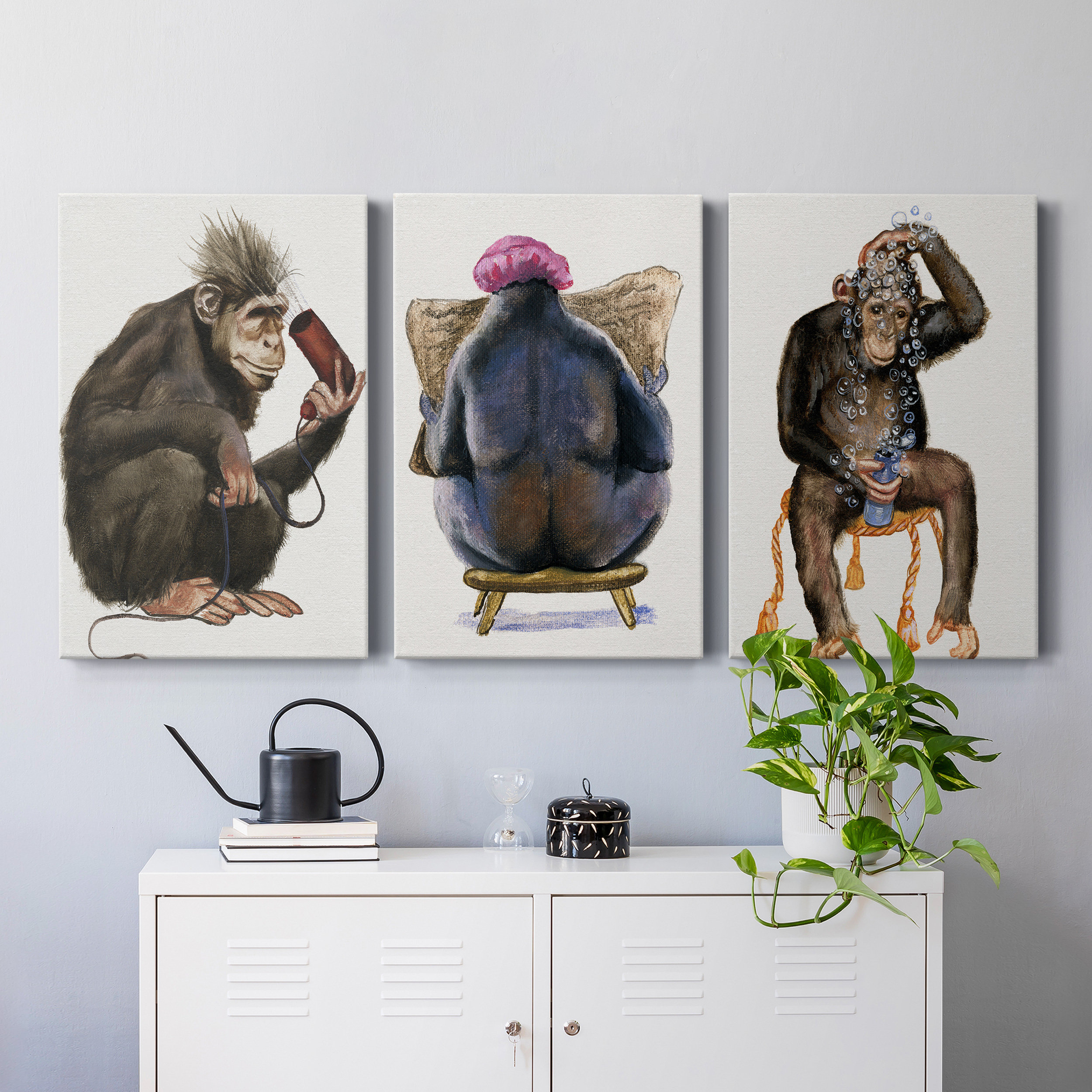 Trinx Bath Animals I - 3 Piece Wrapped Canvas Print Set - Wayfair Canada
