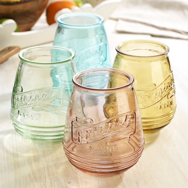 Gracie Oaks Set of 4 Original Mason 21oz Retroware Stemless Wine ...