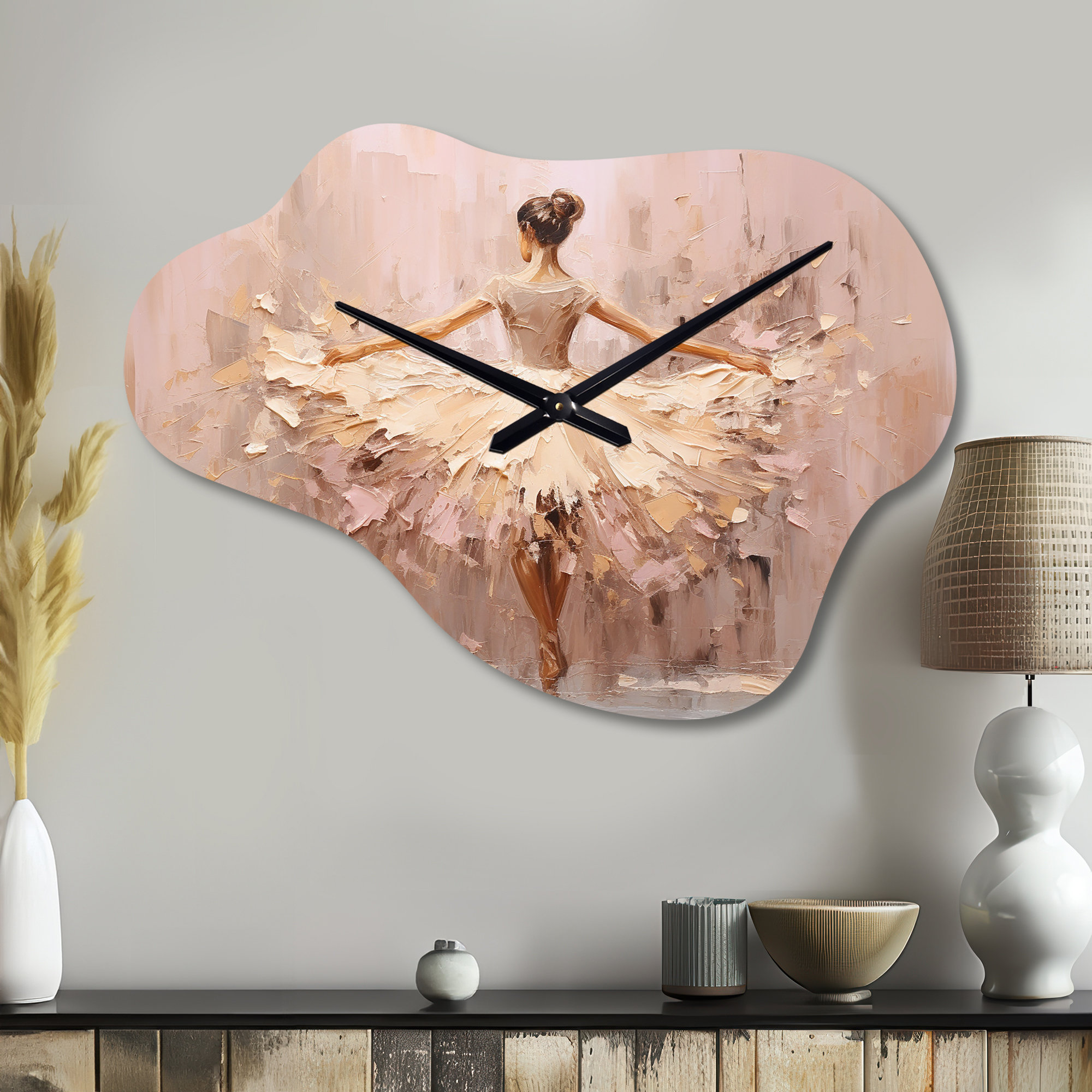 Design Art Beige Gold Minimalism Ballerina II - Cloud Shape Ballet 3D ...
