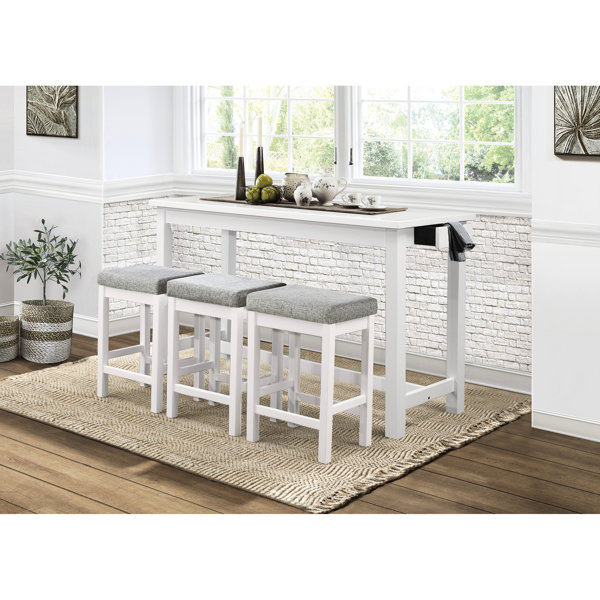 Lark Manor™ Counter Height Dining Furniture - White Finish 3 Stools 4pc ...