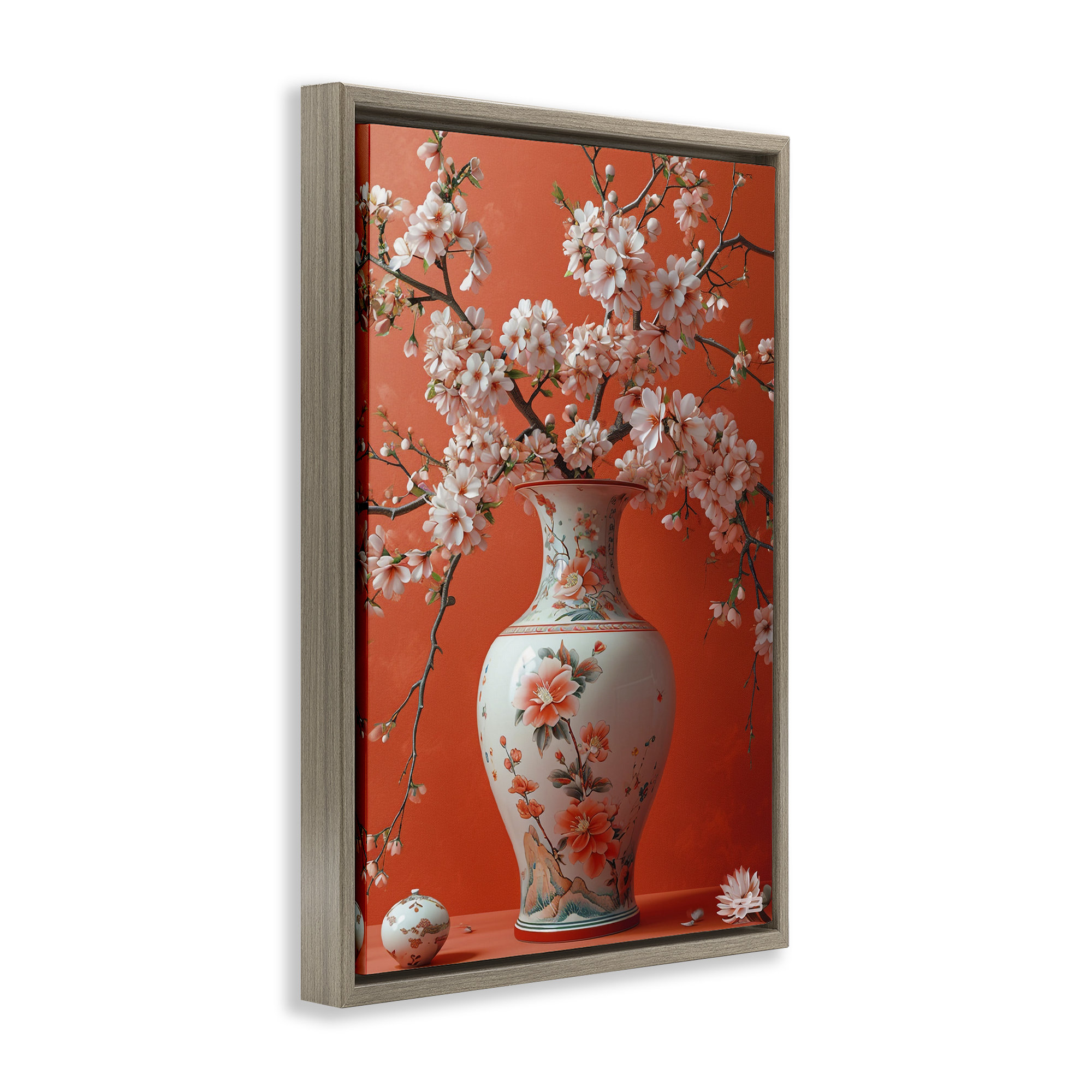 Lark Manor™ Flowers in Eastern Vase Framed Floater Canvas by Roozbeh ...