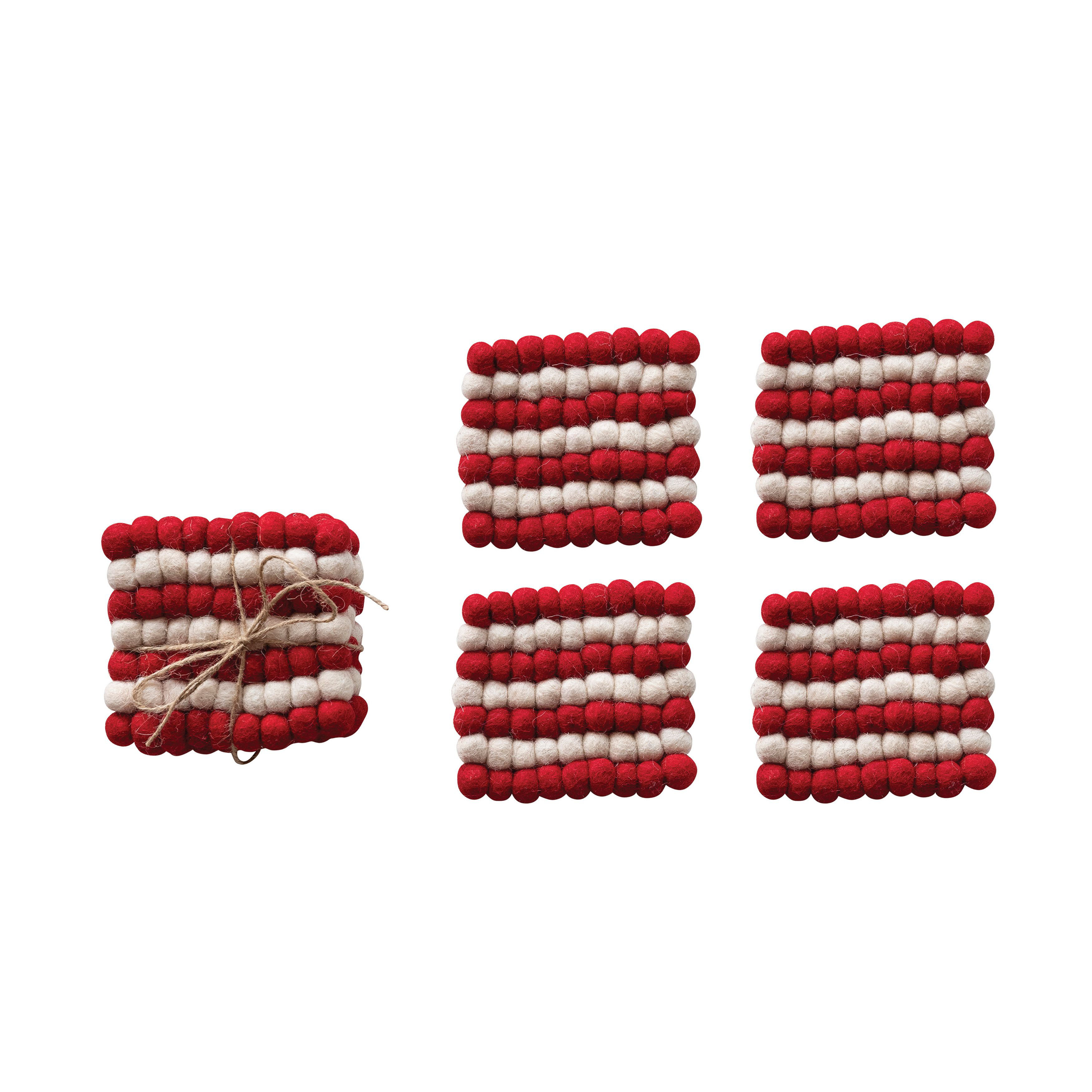 Gracie Oaks Handmade Wool Felt Ball Coasters | Wayfair