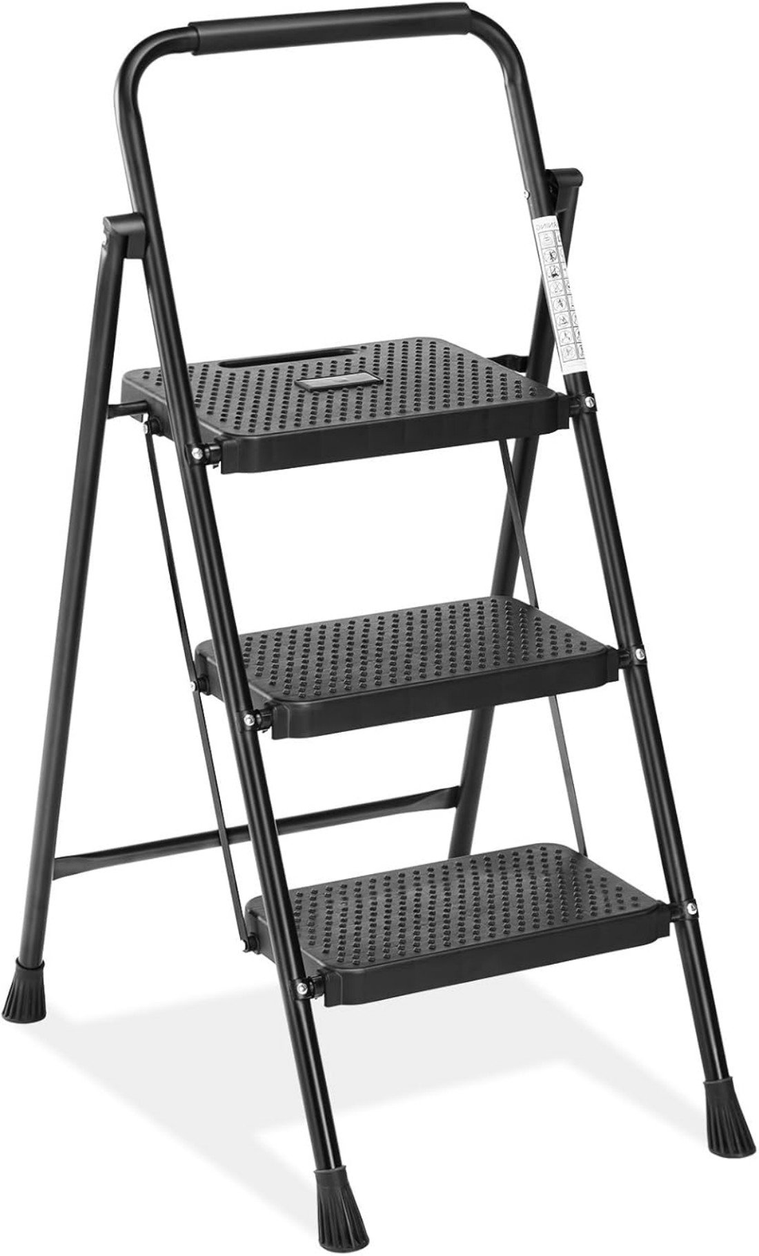 WFX Utility™ Foldable 3 Step Ladder, Sturdy 3 Step Stool Ladder With ...