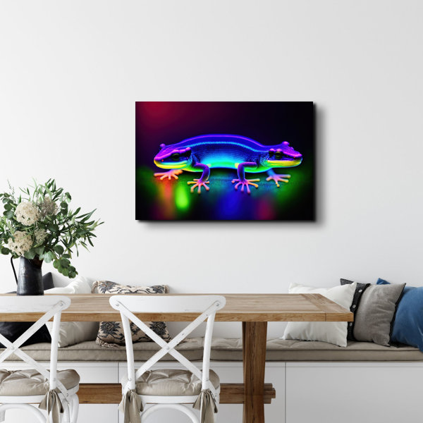 ATX Art Group LLC Unreal Neon Two Headed Lizard On Canvas by Stephen ...