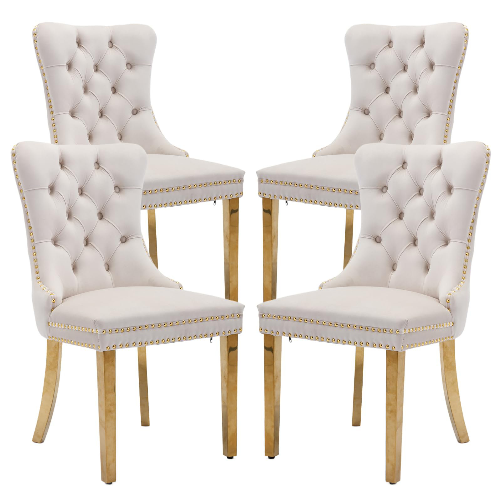 Inbox Zero Velvet Dining Chairs, Upholstered High-end Tufted Dining ...