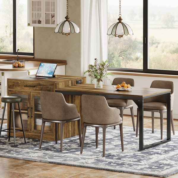 17 Stories 78.74" Kitchen Island With 47" Dining Table Attached For 4-6 ...