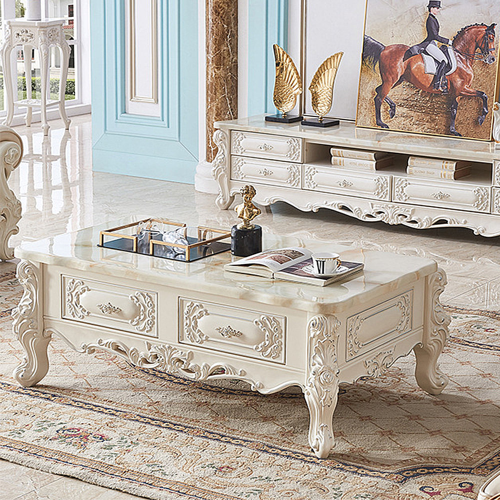Bkoksety European Carved Marble Coffee Table - Wayfair Canada