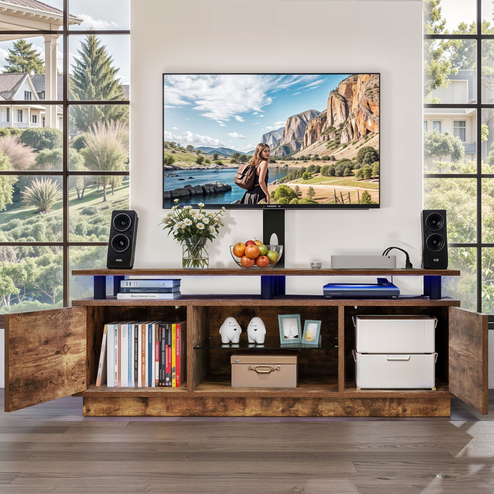 Ebern Designs Stylish Cabinet Media Console Media Center with Height ...