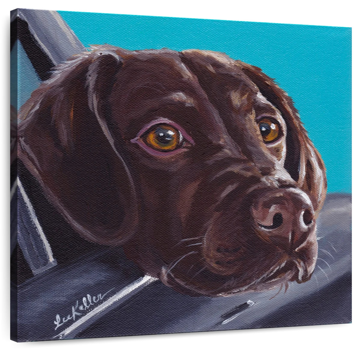 Ebern Designs Brampt Chocolate Lab In Car | Wayfair