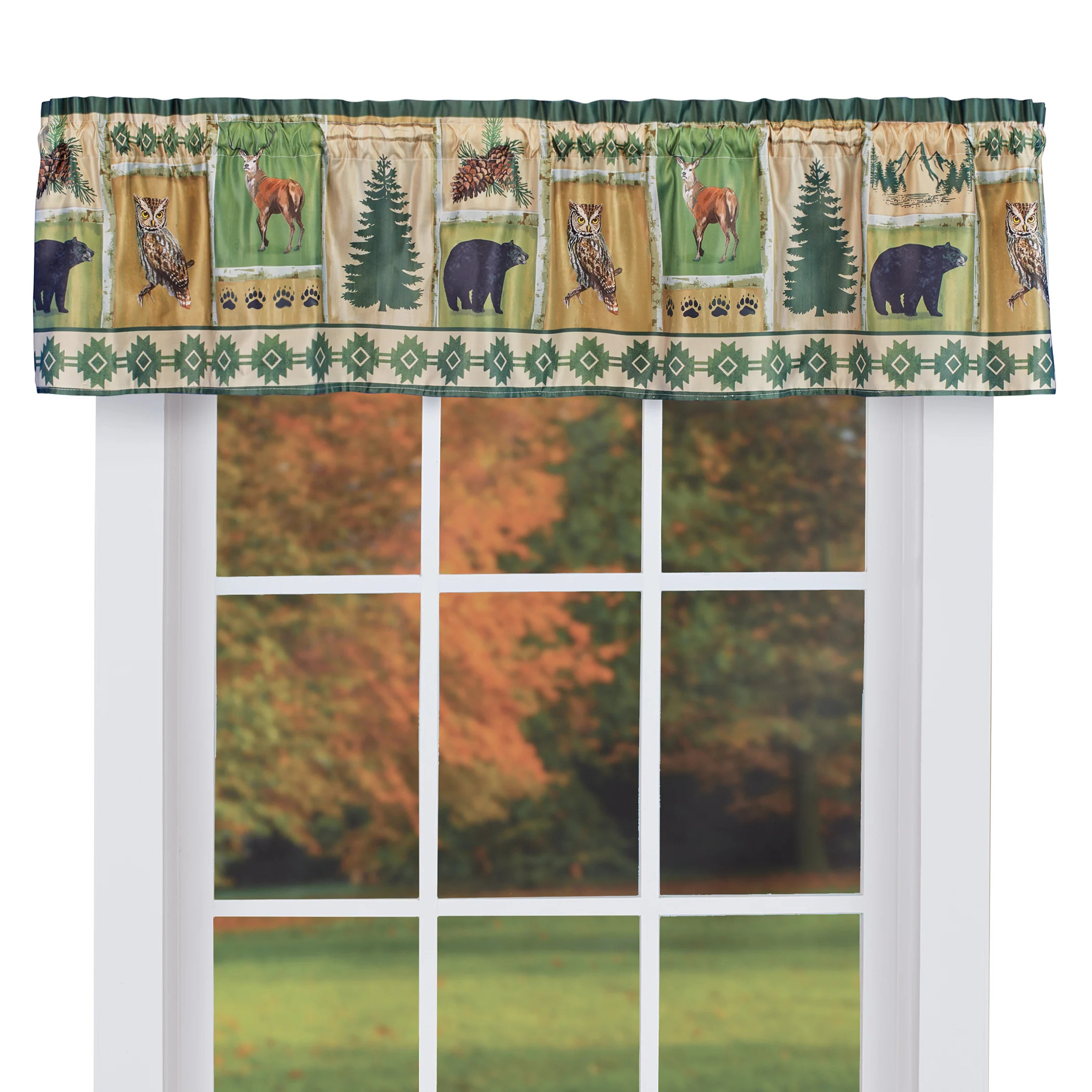 Millwood Pines Northwoods Patchwork Aztec Border Window Valance | Wayfair