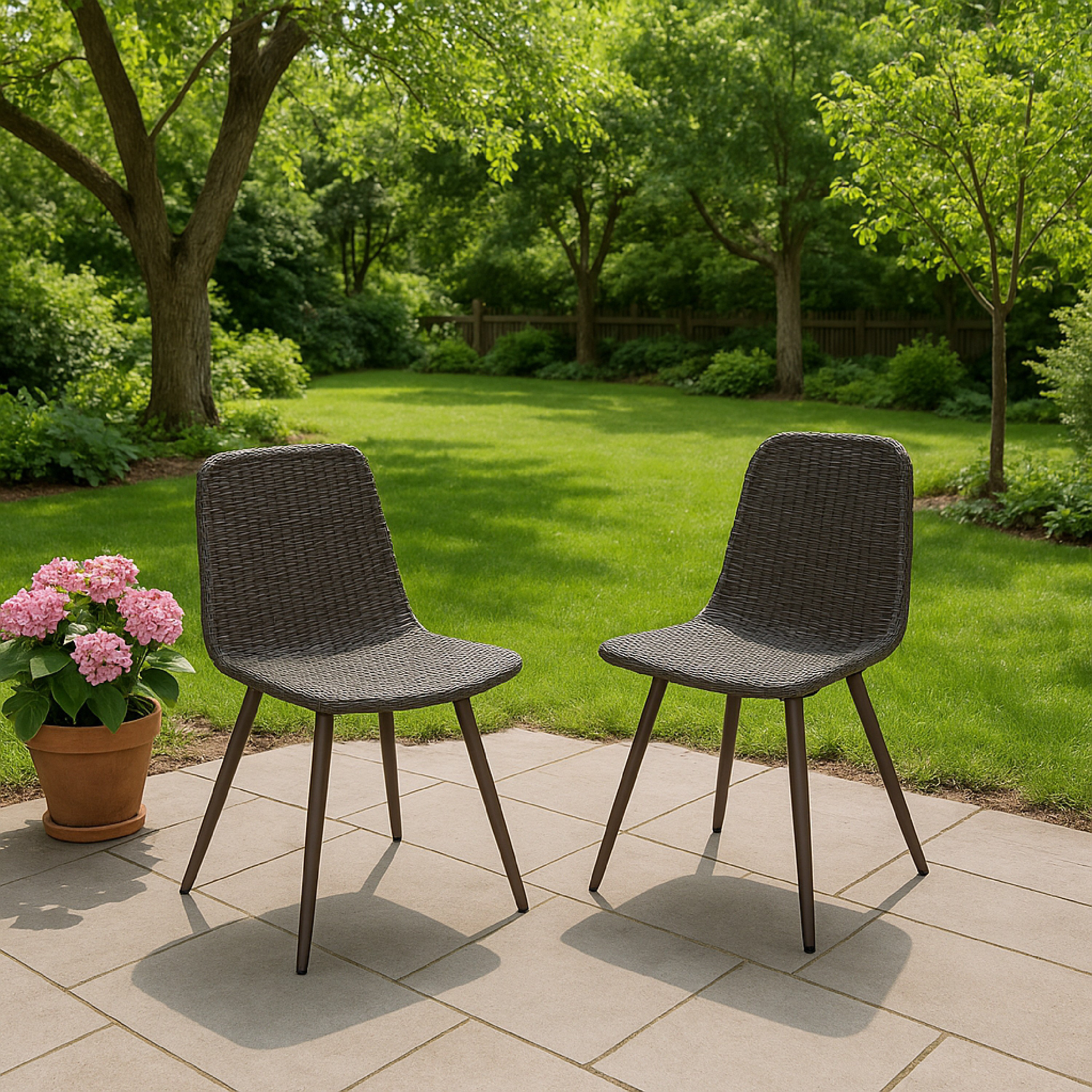 Benjara Illa Dining Side Chairs, Set Of 2, Brown Angled Legs, Iron ...