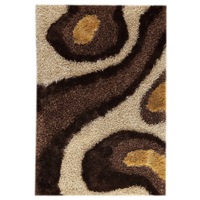 Orren Ellis Kaeon Abstract Handmade Tufted White/Brown Area Rug | Wayfair