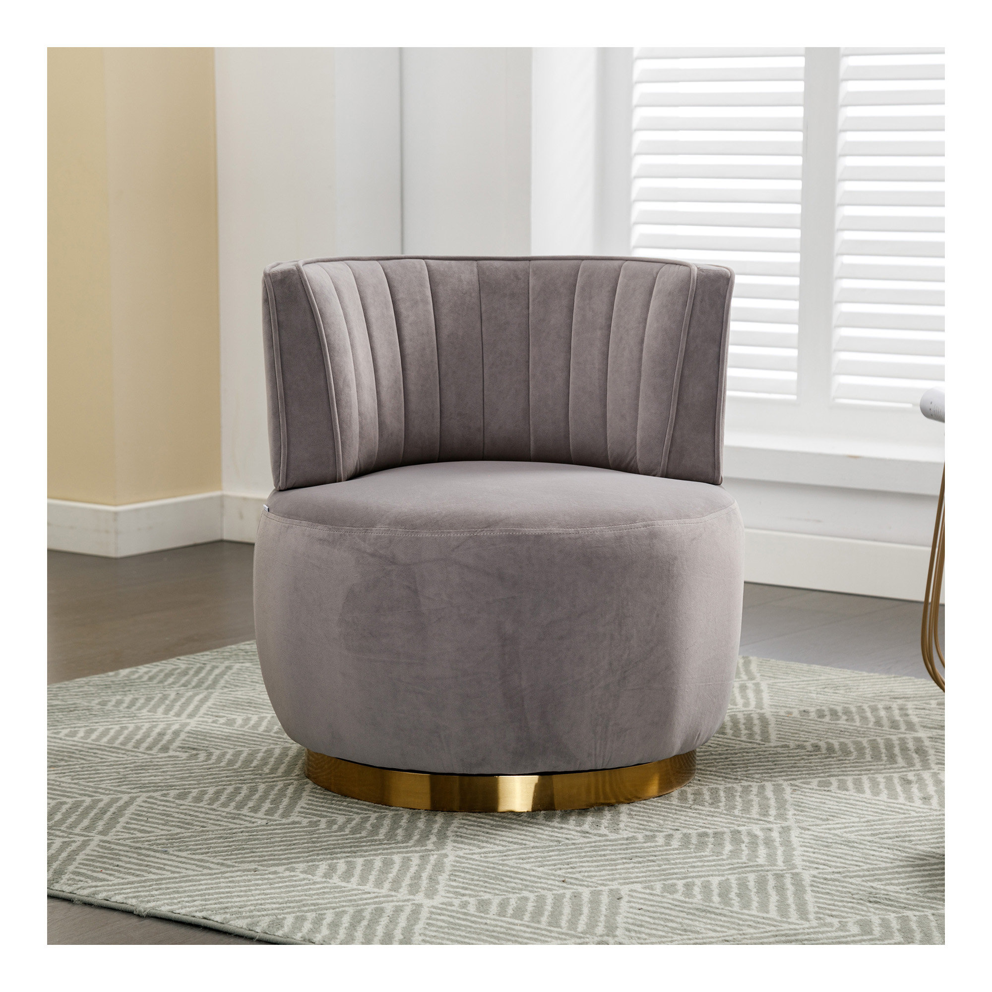 Mercer41 360 Degree Swivel Cuddle Barrel Accent Sofa Chairs, Round ...