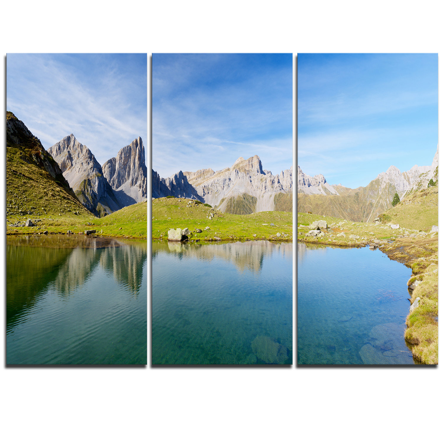 Design Art Pyrene in France Panorama - 3 Piece Graphic Art on Wrapped ...