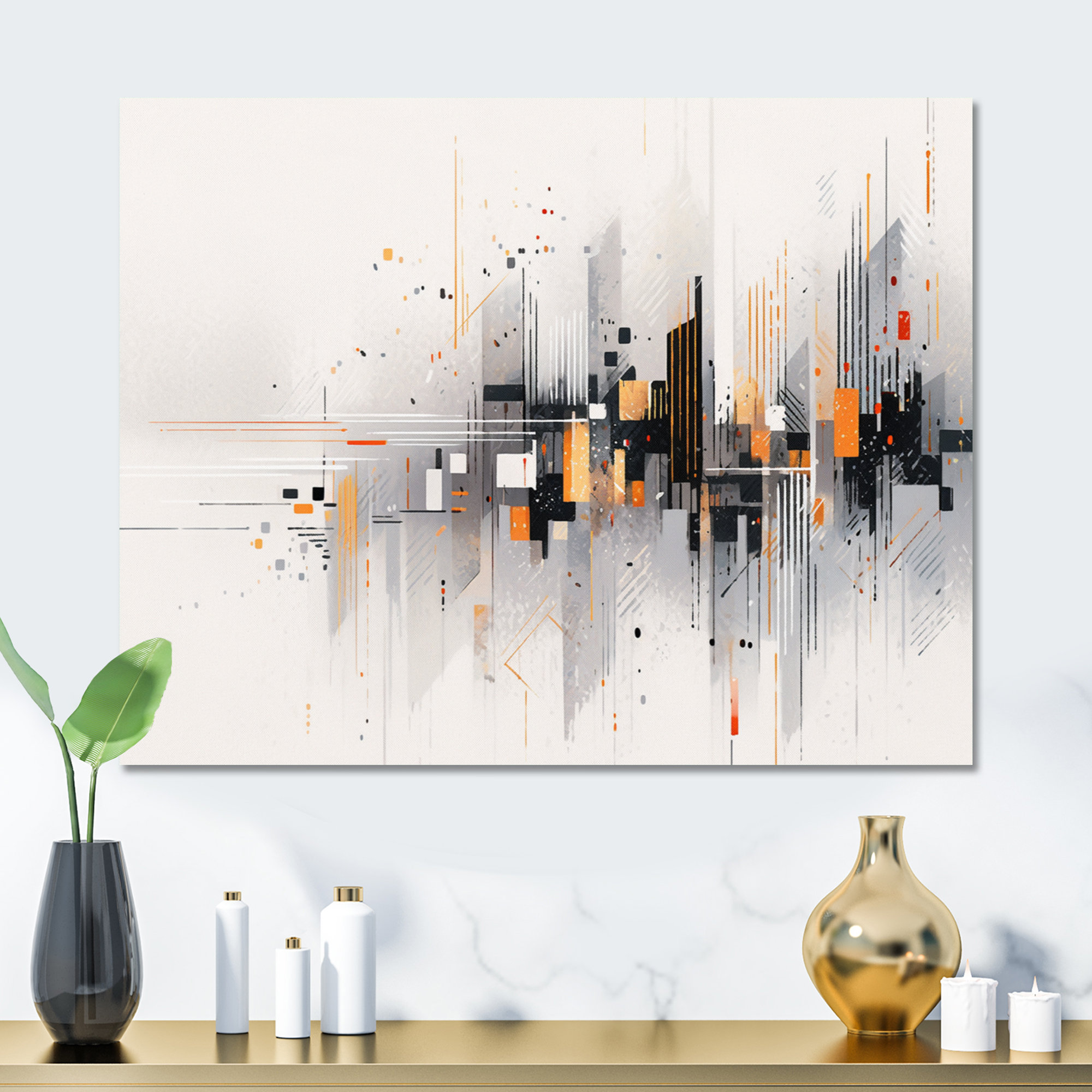 Wrought Studio™ Grey Symmetrical Meets - Cubism Print on Metal | Wayfair