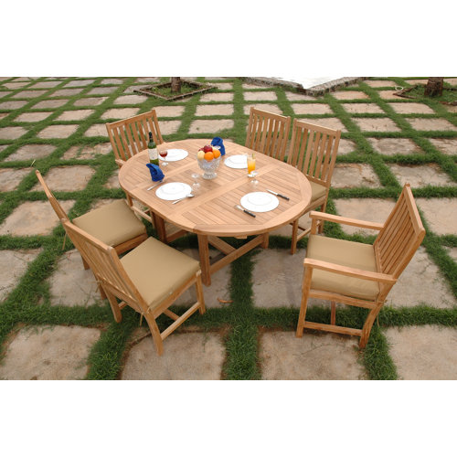 Rosecliff Heights Farnam 6 - Person Oval Teak Outdoor Dining Set | Wayfair