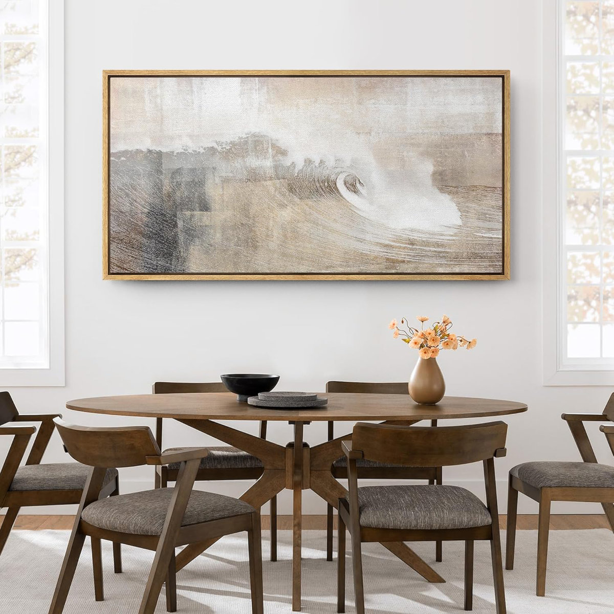 wall26 Abstract Ocean Wave in Soft Neutrals Modern Art | Wayfair