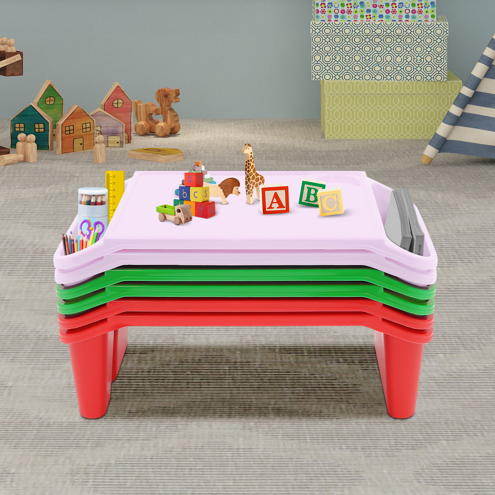 Zoomie Kids 6-Pack Lap Desk Trays With Storage,Multi-Functional ...