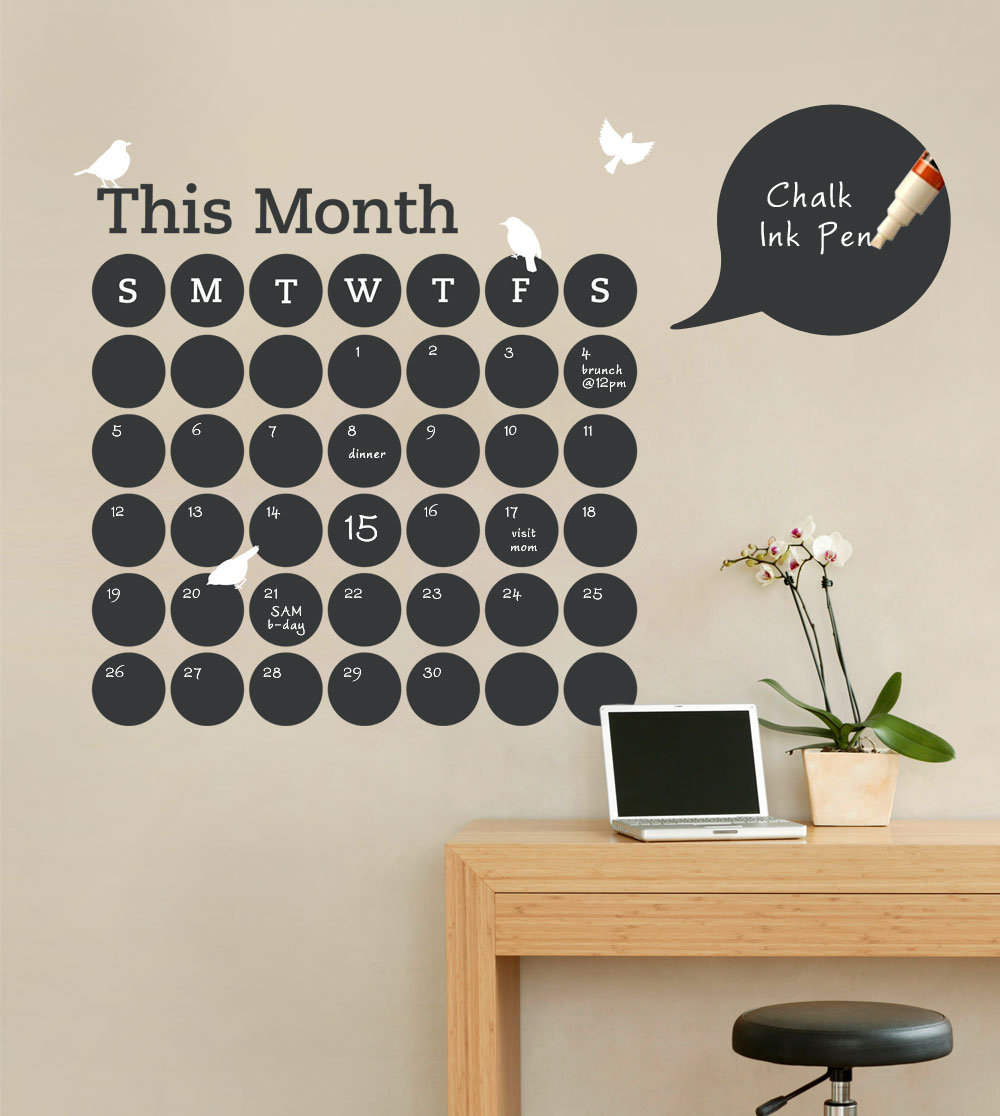 Simple Shapes Daily Dot Calendar Chalkboard Wall Decal | Wayfair