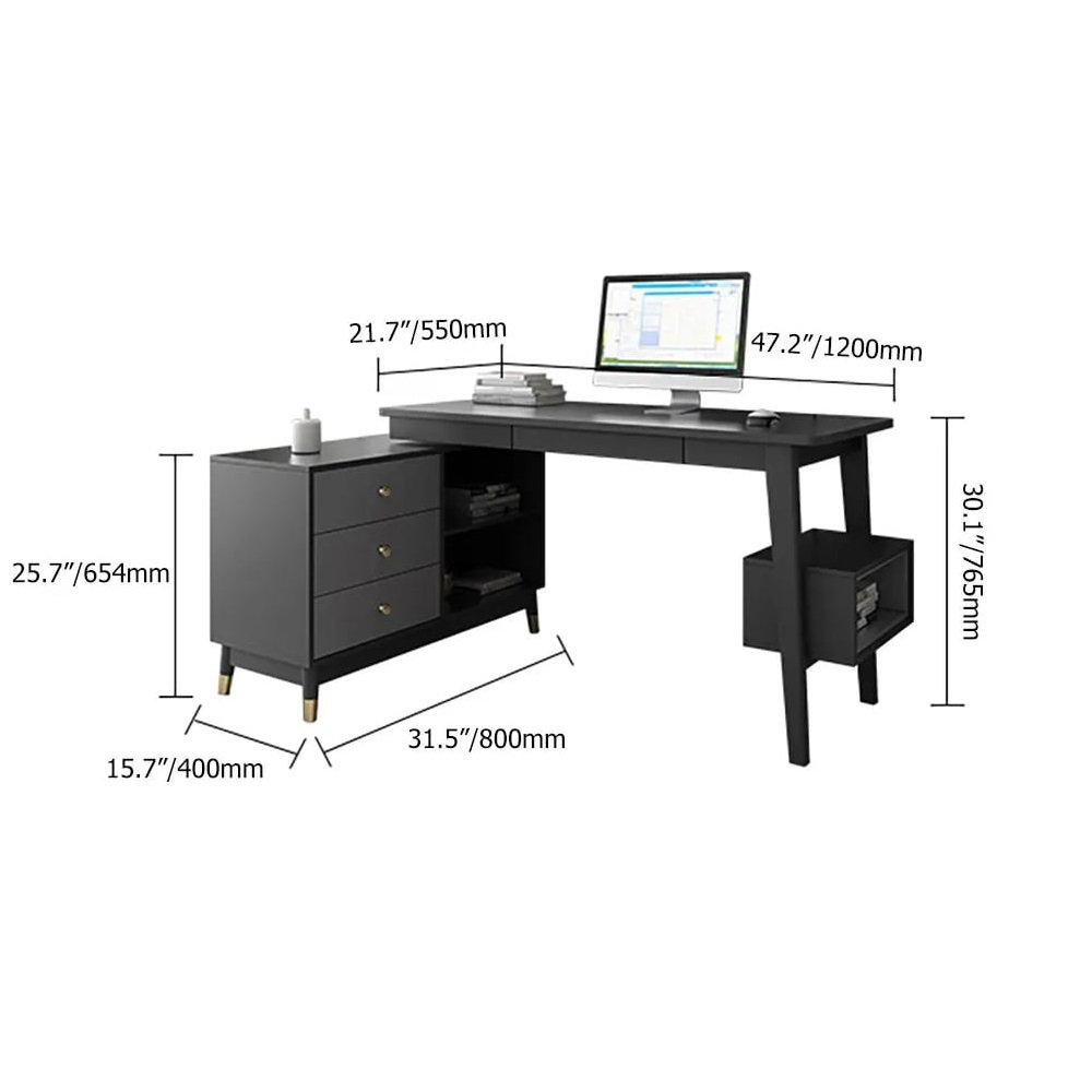 Latitude Run® Ultic Gary L Shaped Home Office Desk Desk With Storage ...