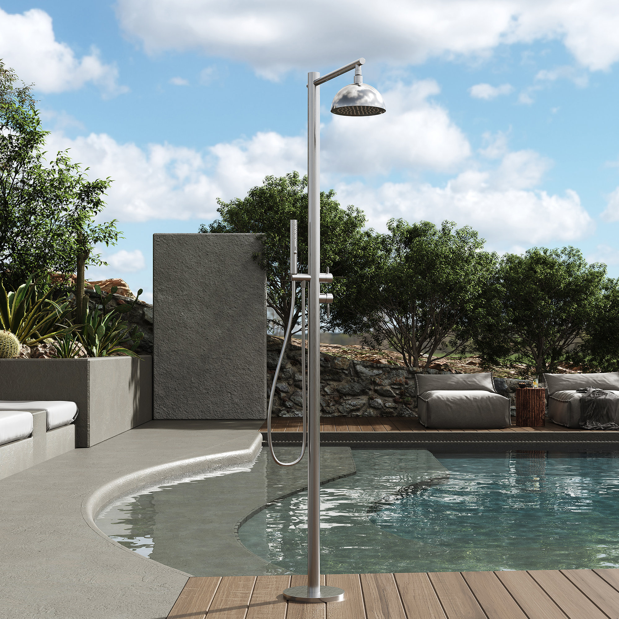 Designer Collection 91" H 304 Stainless Steel Outdoor Shower With Rain ...