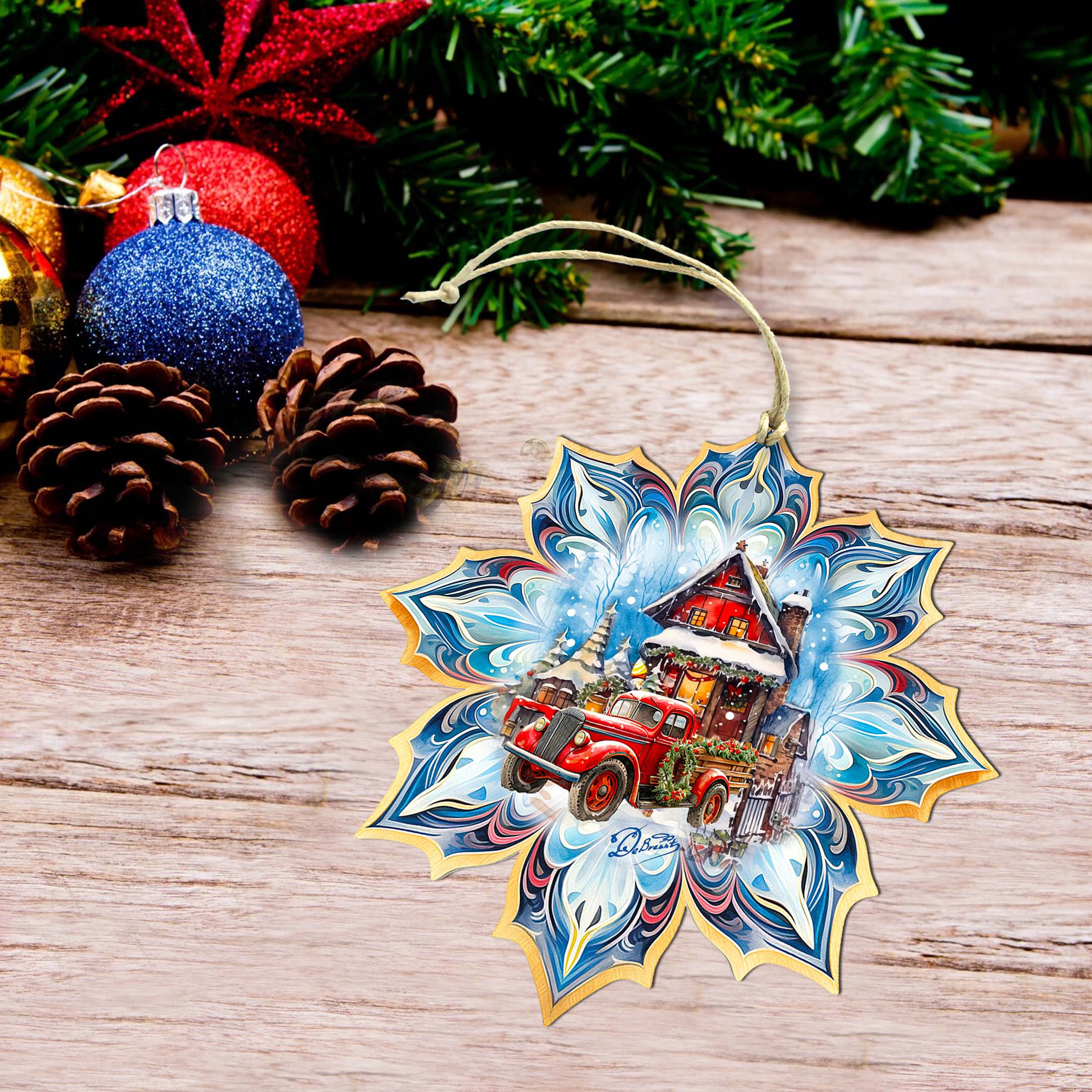 Designocracy Large Wooden Ornament Christmas Landscape & Nature ...