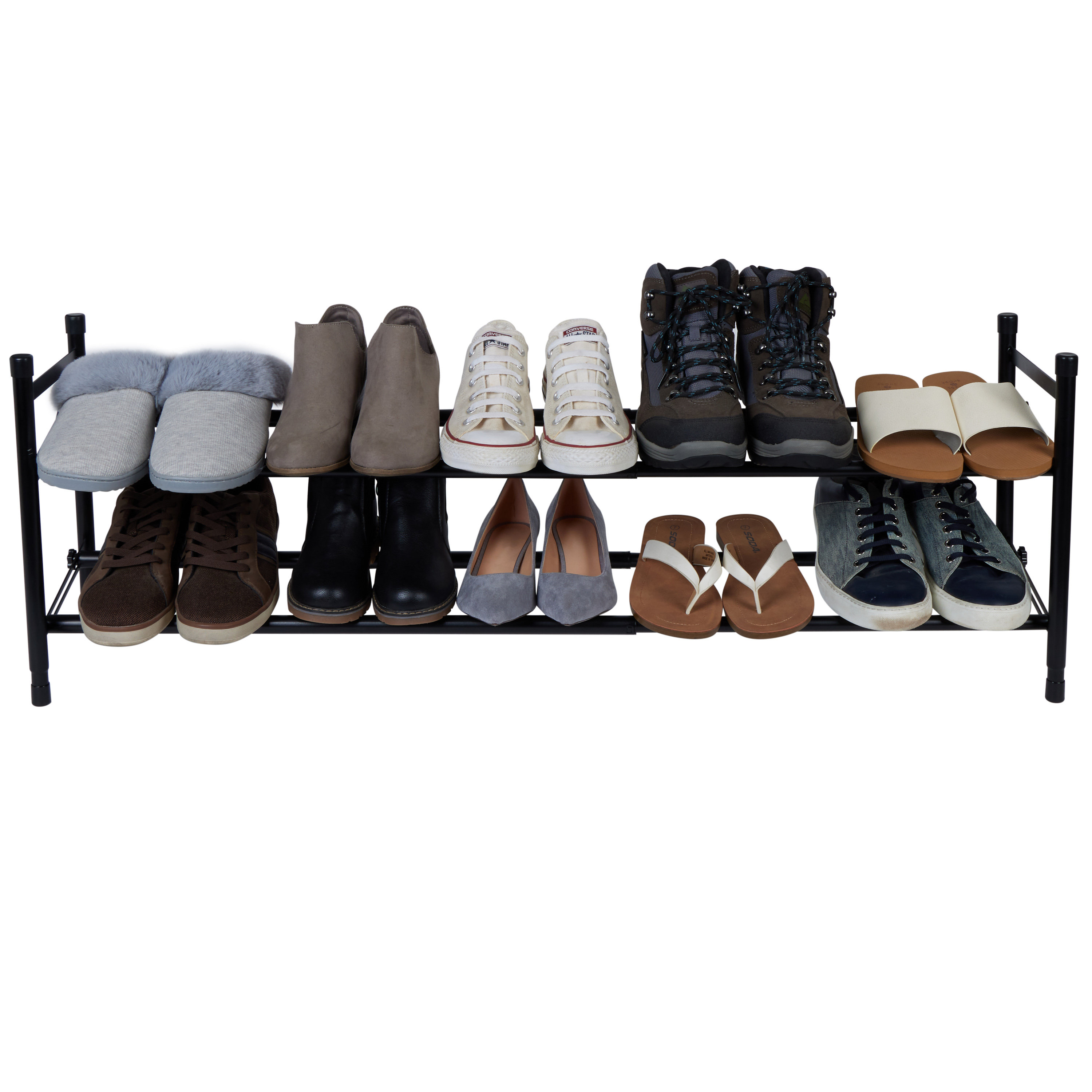 Rebrilliant 2 Tier Expandable Shoe Rack in Black - Wayfair Canada