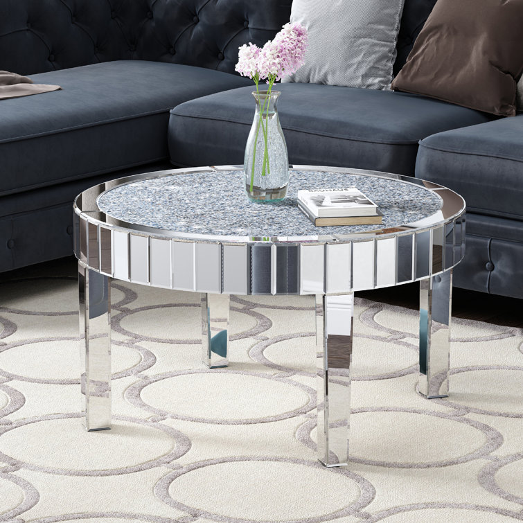 shyfoy Round Coffee Table Mirrored Diamonds Inlay & Reviews | Wayfair.co.uk