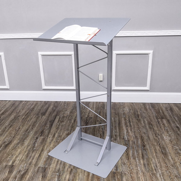 FixtureDisplays 25" Single Truss Podium for Floor, Steel - Silver | Wayfair