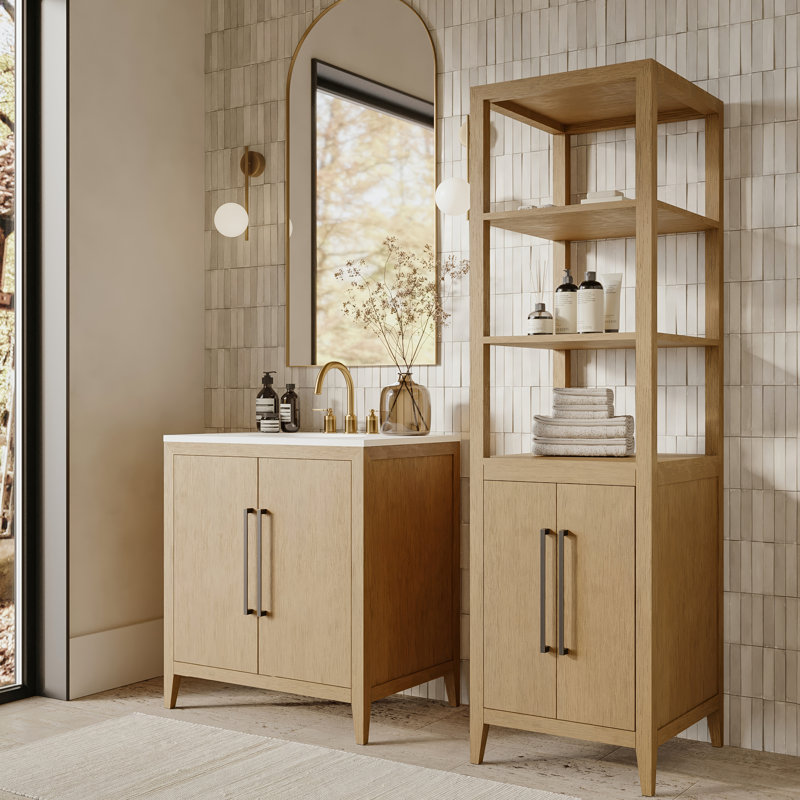 Highbury Furnishings Alsup Solid Wood Freestanding Linen Cabinet ...