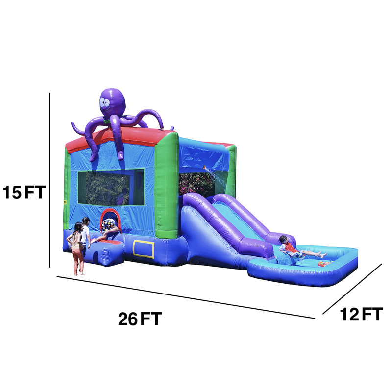 JumpOrange Octopus Commercial Grade Bounce House Water Slide with Pool ...