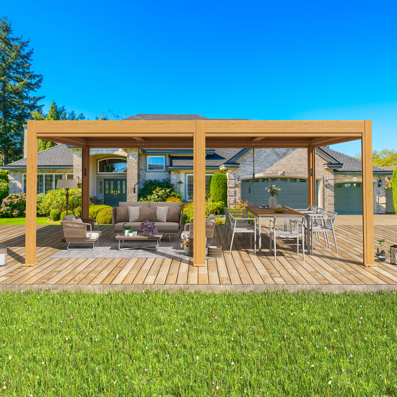 Erommy 20 Ft. W x 12 Ft. D Outdoor Louvered Pergola With Auto ...