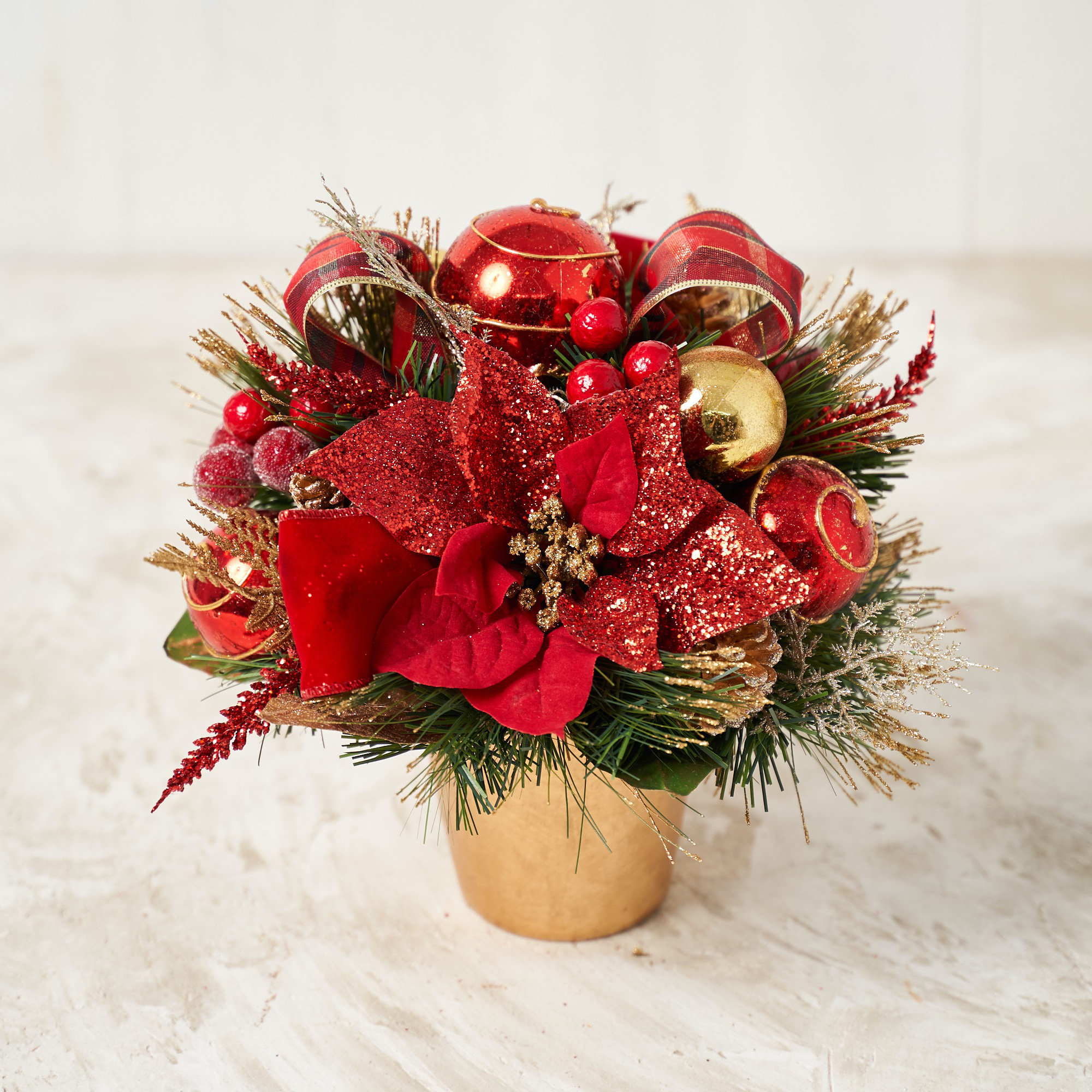 The Holiday Aisle® Red Poinsettia Arrangement Centerpiece & Reviews ...