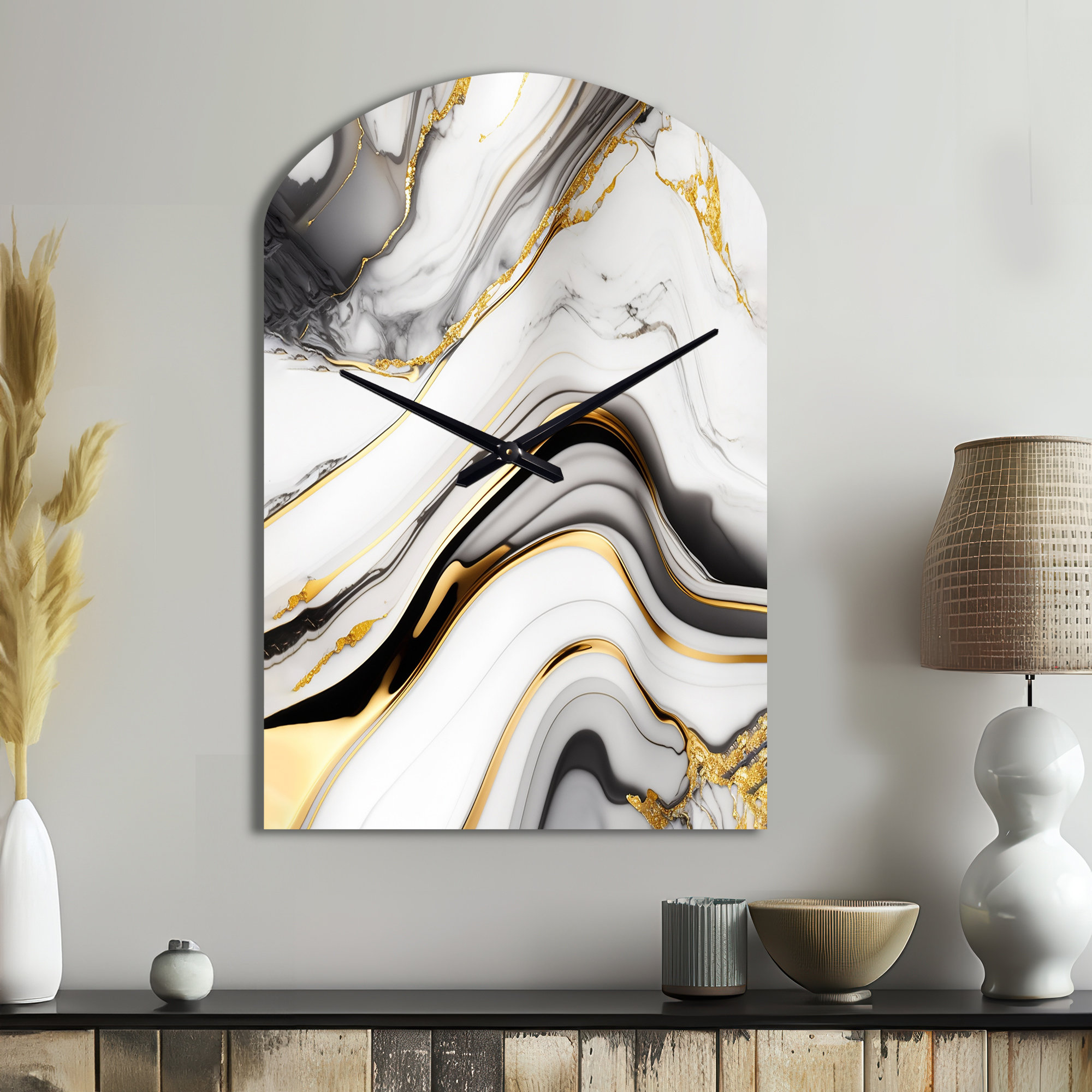 Design Art Abstract Geode Marble Waves Grey IV - Abstract Asymmetrical ...