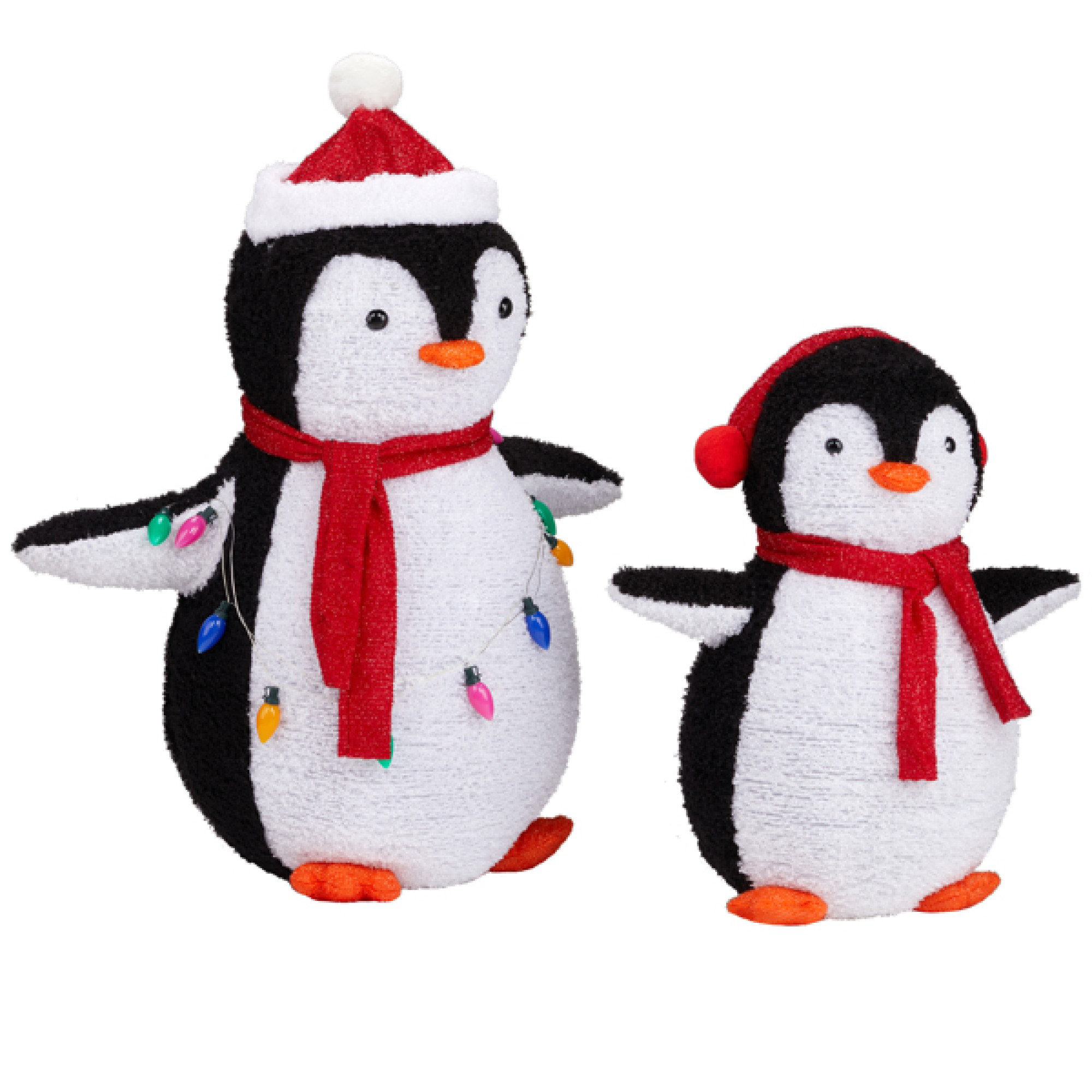 The Holiday Aisle® 2-piece Lighted Plush Penguins Christmas Yard ...
